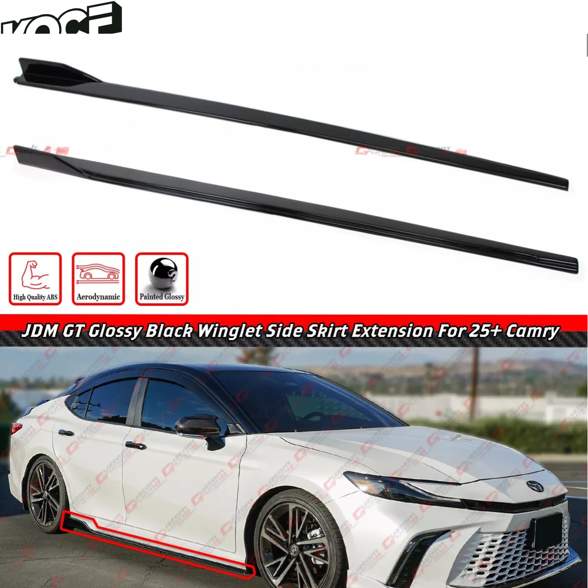 JDM GT Glossy Black Winglet Side Skirt Extension Compatible With 9th G – KOCF