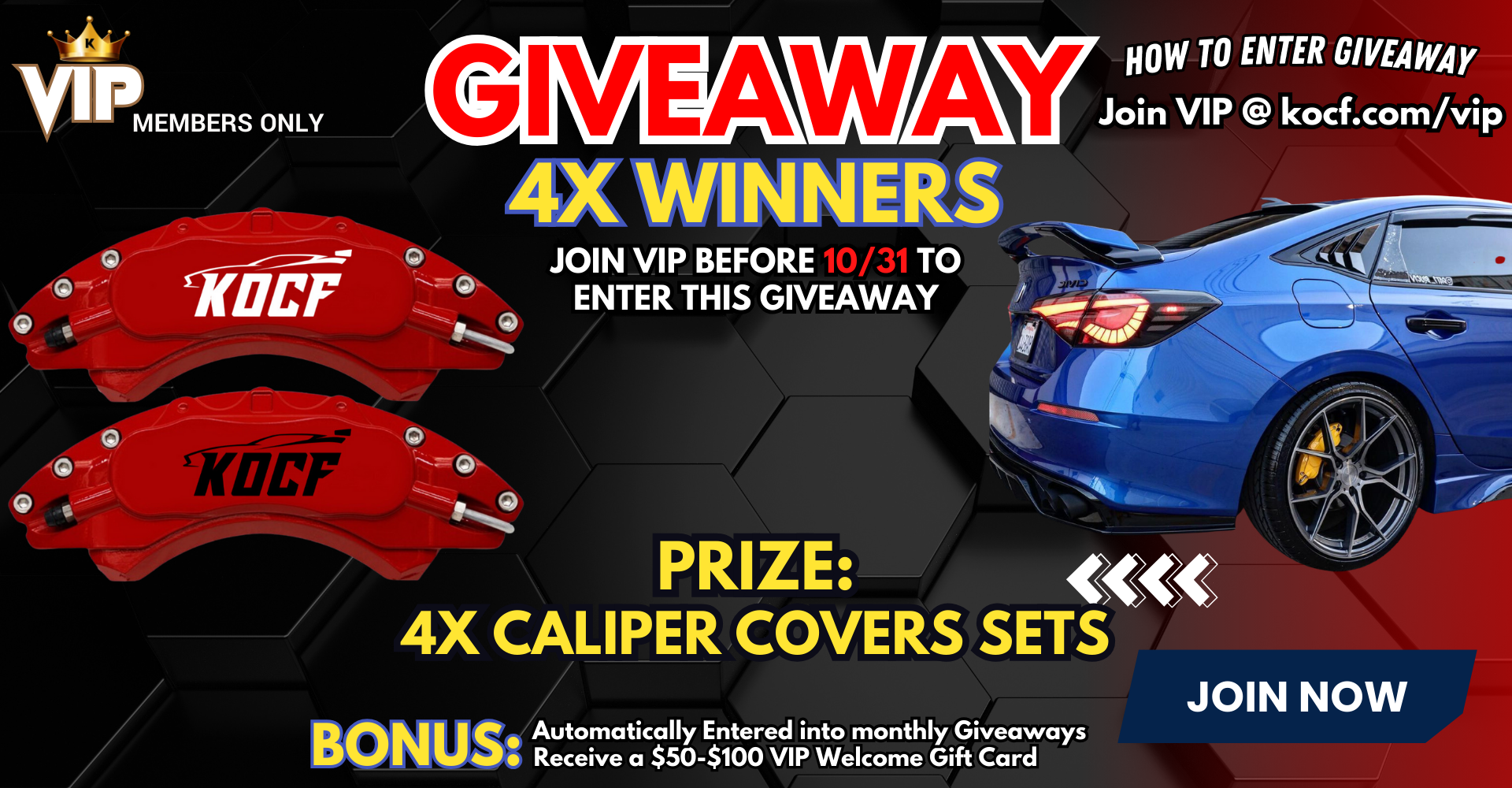 Win Big with Our Caliper Cover Giveaway: 4 Sets, 4 Winners! – KOCF