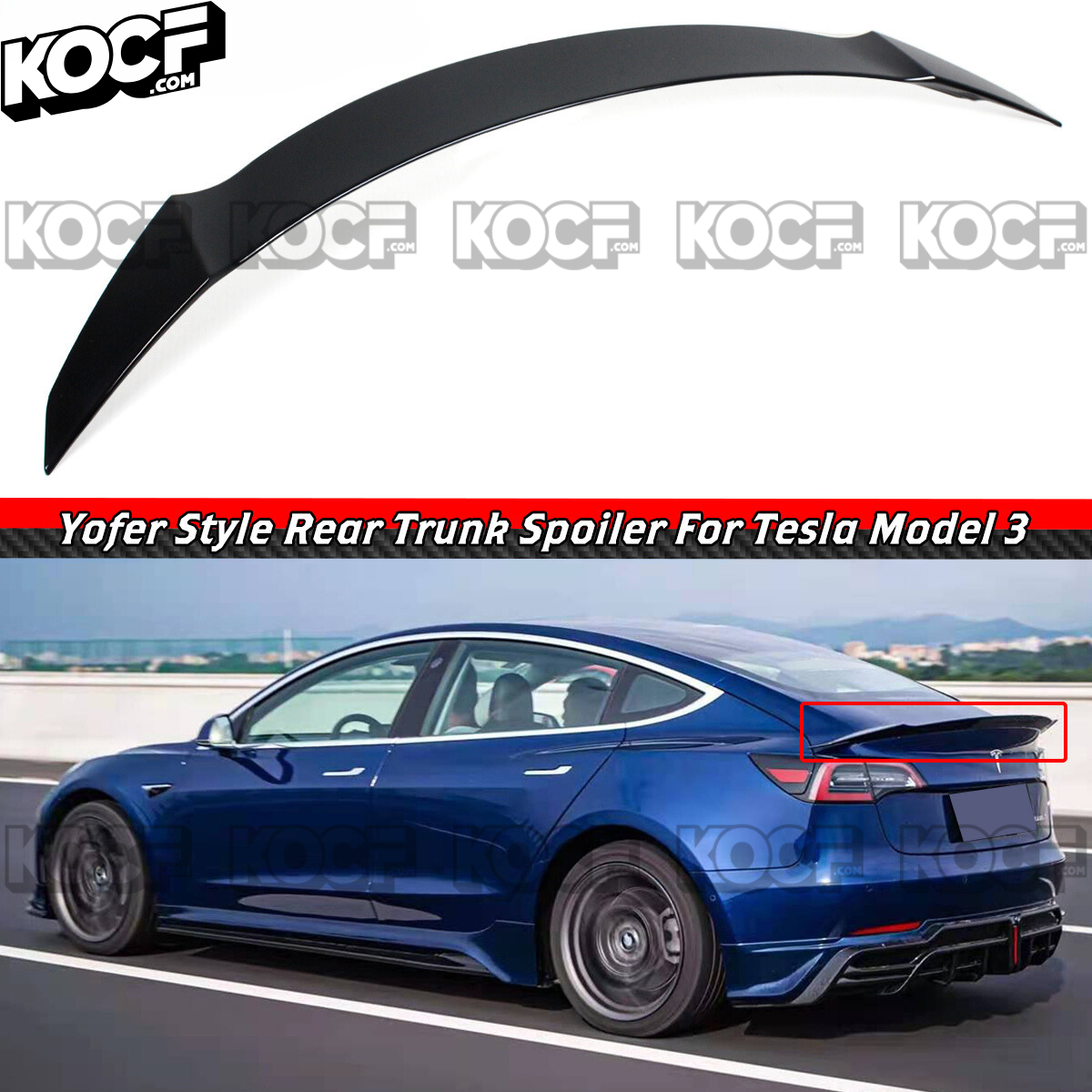 Yofer Style Rear Spoiler For Tesla Model 3 2017-2023 – KOCF