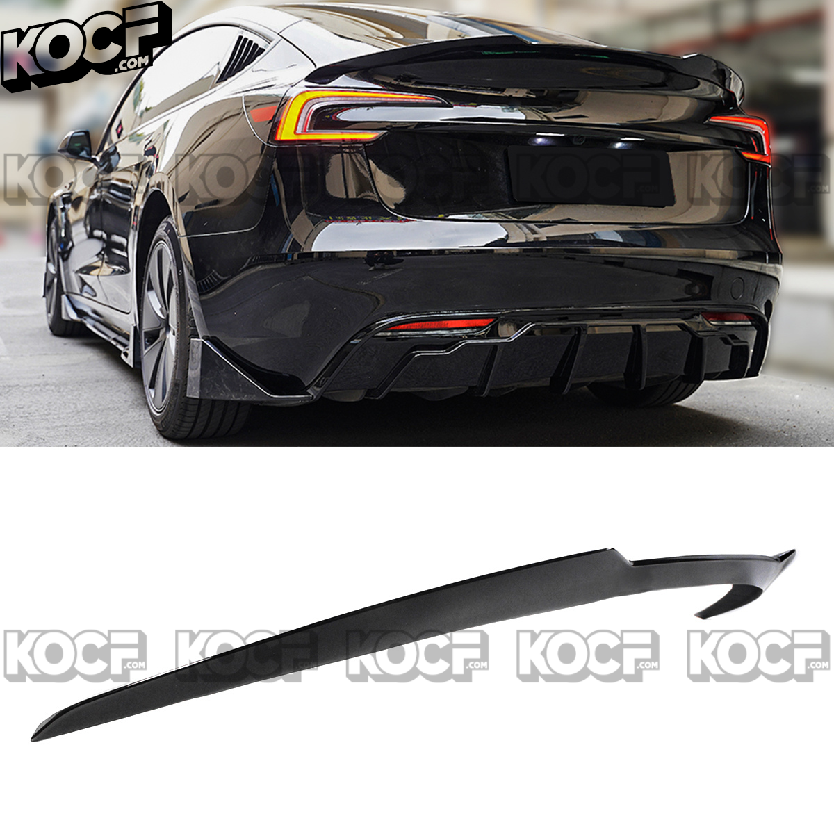 V Style Glossy Black Trunk Spoiler For Tesla Model 3 2024-2025 – KOCF
