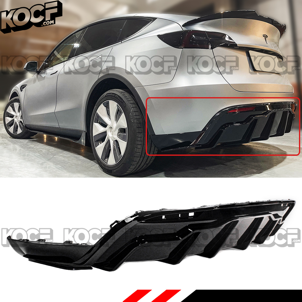 Painted Gloss Black Aggressive Shark Fin Style Rear Bumper Diffuser wi ...