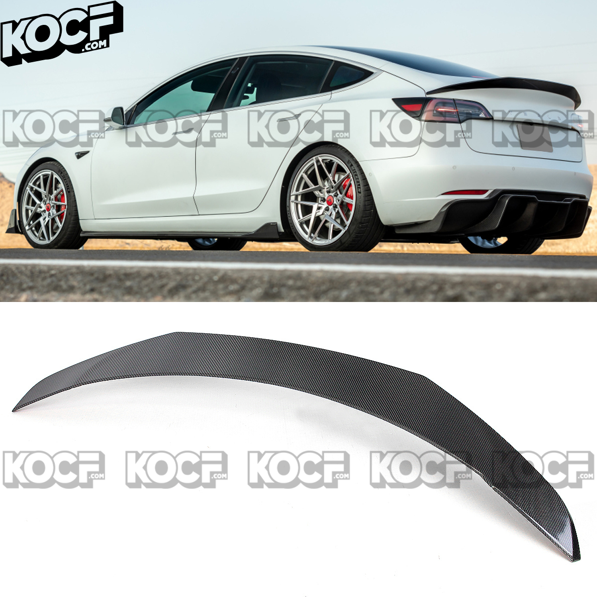 Carbon Fiber Rear Spoiler Wings For Tesla Model 3 2017-2023 – KOCF
