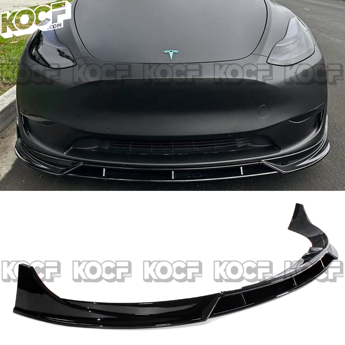 V Style Winglet 4PC Painted Gloss Black Front Bumper Lip Splitter Spoi ...