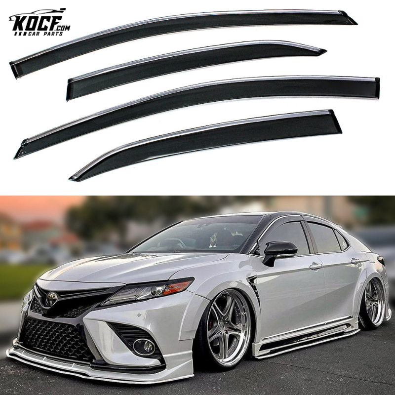 Window Visor Rain Guard Clip-On Gloss Black with Chrome Trim for 2018 ...