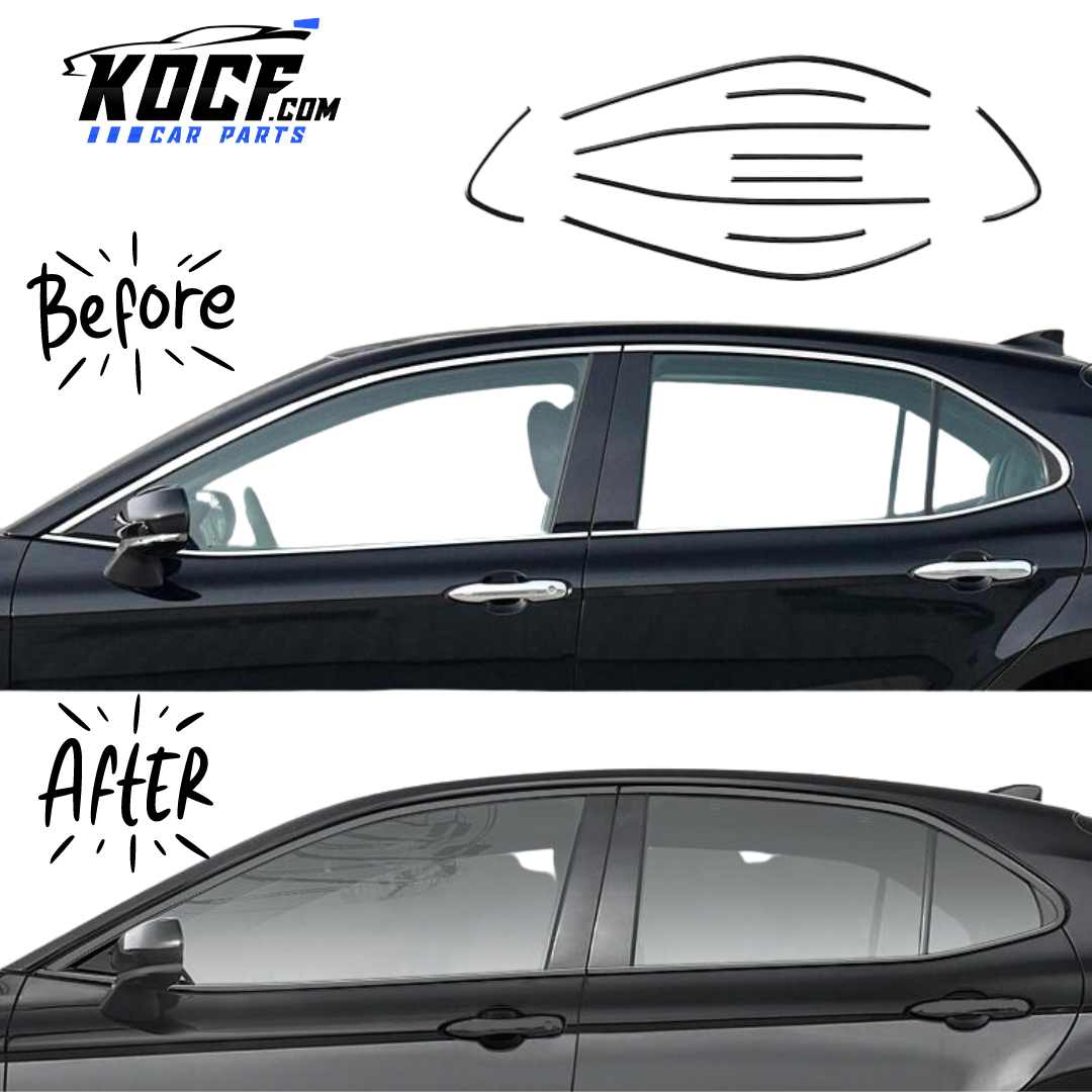 Chrome Delete Kit Gloss Black Window Trim Covers Compatible for 2018-2 ...