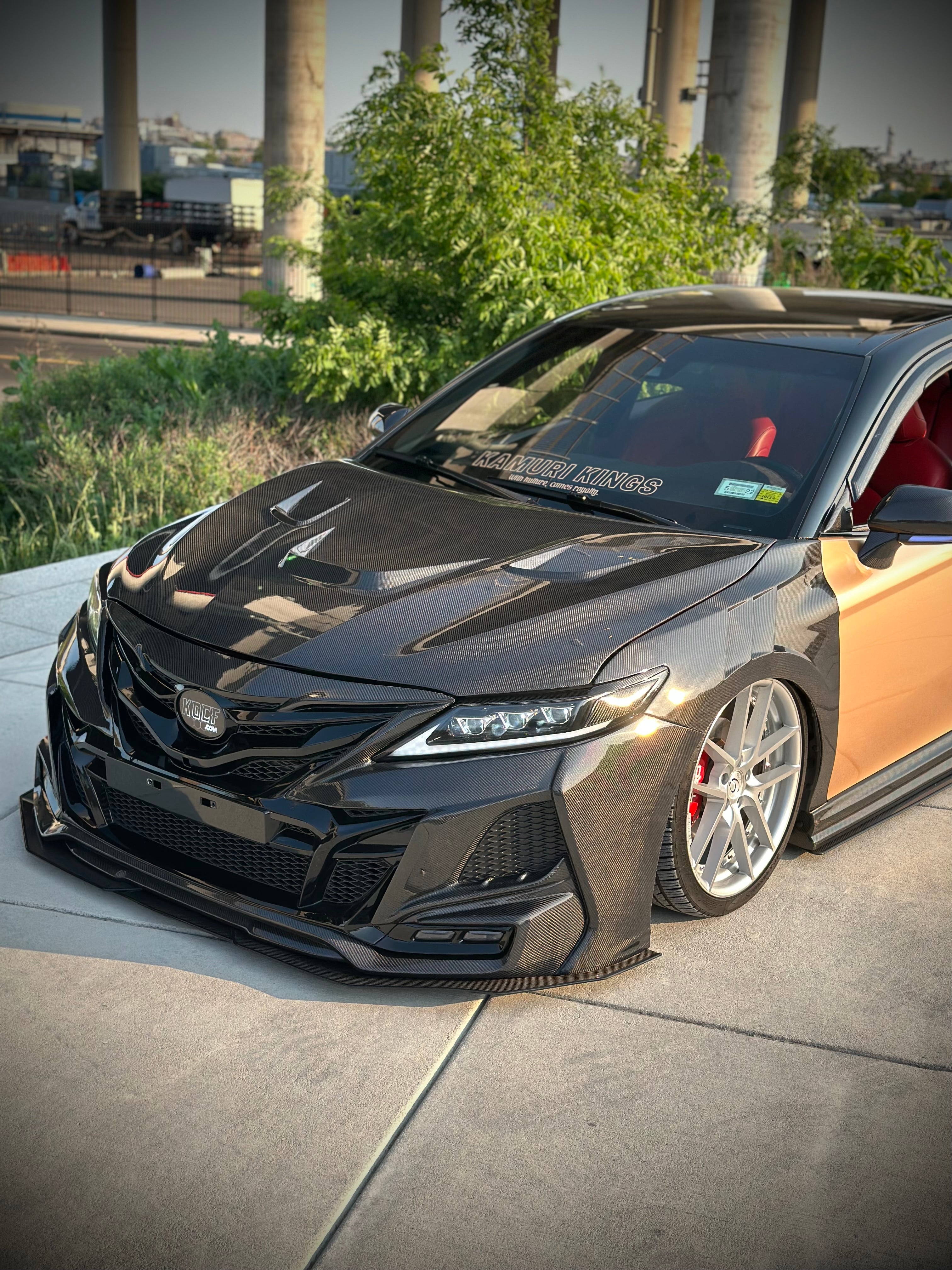 V4 Sema Style Carbon Fiber Engine Hood Bonnet Cover Compatible For 201 ...