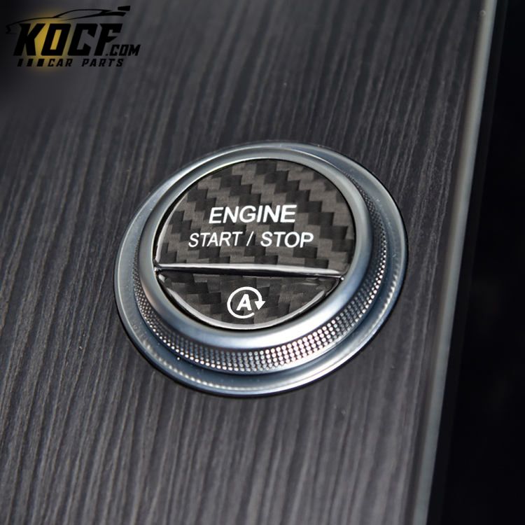 Car Interior Accessories Carbon Fiber Push Button Start Stop Cover For ...